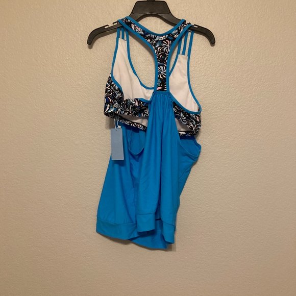 Yonique | Swim | Yonique Blue Aztec Design Racer Back Padded Tankini ...